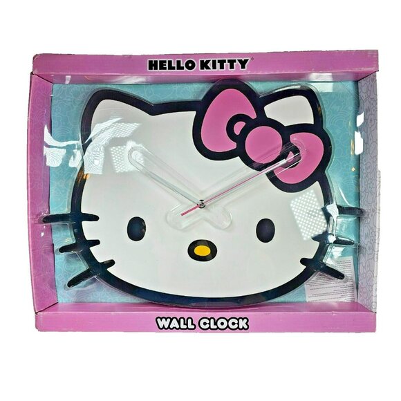 Hello Kitty | Accents | Hello Kitty Face Pink 9x14 Analog Wall Clock ...